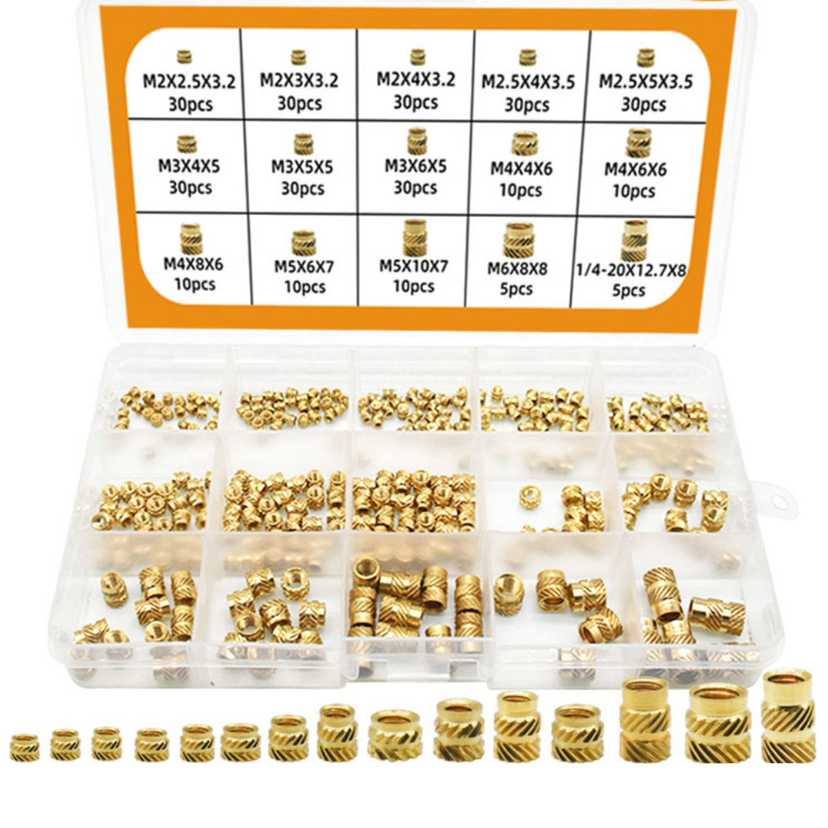 300 Piece M2, M3, M4 Threaded Knurled Brass Heat Set Insert Kit for 3D ...