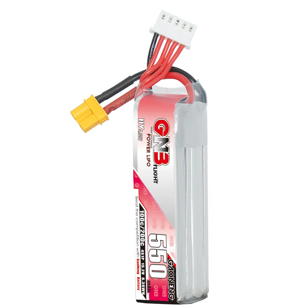 GAONENG GNB LiHV 4S 15.2V 550mAh 100C XT30 LiPo Battery Long Type [DG ...
